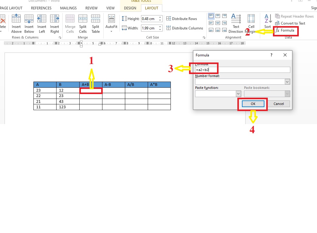 Cara Menggunakan Rumus Ms Excel di Ms Word - Neicy Techno