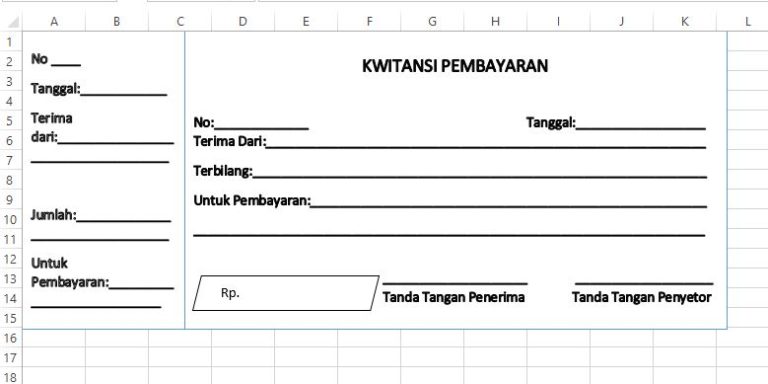 Contoh Format Kwitansi & Cara Membuat Kwitansi Kosong di Excel - Neicy ...