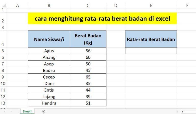 Cara Menghitung Rata-rata Berat Badan di Excel - Neicy Techno
