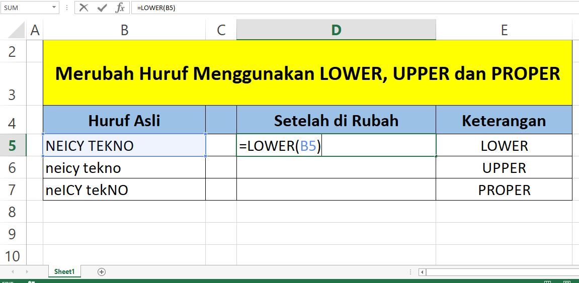 Cara Merubah Huruf Kecil Menjadi Huruf Besar di Excel dengan Keyboard ...