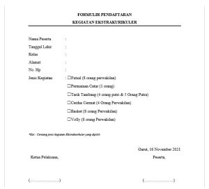3 Contoh Formulir Pendaftaran Ekstrakurikuler Sekolah dan Cara ...