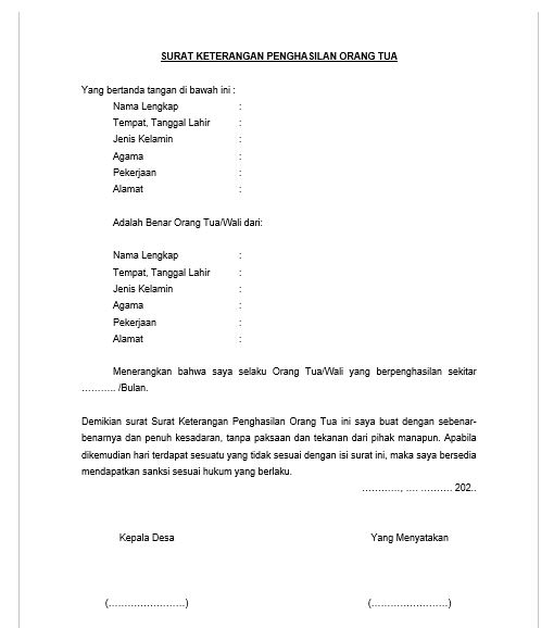 Download Contoh Surat Keterangan Penghasilan Orang Tua Untuk UKT doc ...