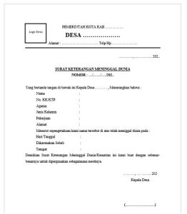 Contoh Surat Keterangan Kematian dari Desa (Download File) - Neicy Techno
