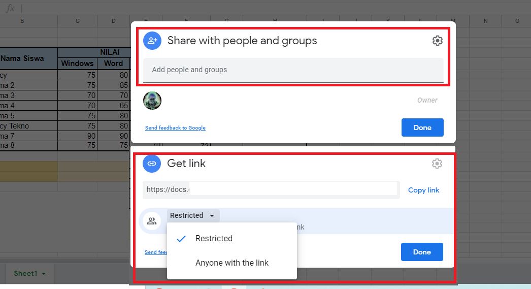 2 Cara Share Google Sheet / Spreadsheet - Neicy Techno
