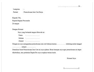 Contoh Surat Permohonan Izin Cuti Kerja +Download file doc/docx/word ...