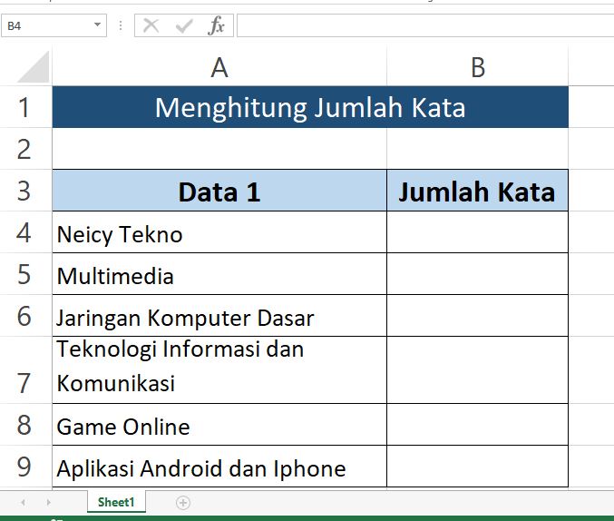 Cara Menghitung Jumlah Kata di Excel - Neicy Techno