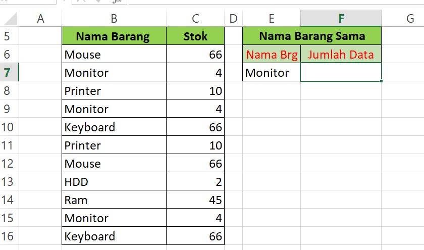 Cara Menghitung Data yang Sama di Excel - Neicy Techno