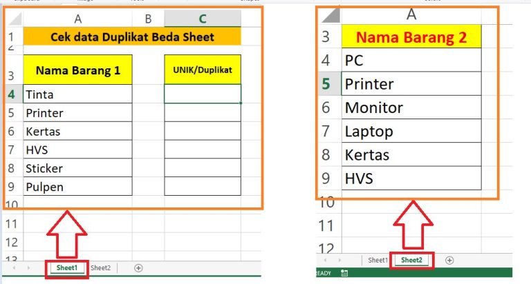 Cara Mencari Data yang Sama di Excel Beda Sheet - Neicy Techno