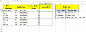 Rumus Excel Untuk Menghitung THR Karyawan Sesuai Ketentuan Lama Kerja ...