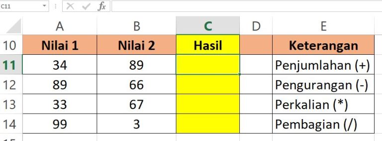 Rumus Penjumlahan Pengurangan Perkalian dan Pembagian di Excel - NeicyTekno