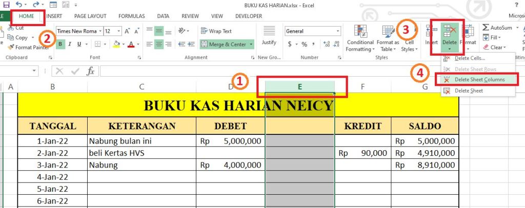 Cara Menghapus Kolom Kosong di Excel - NeicyTekno