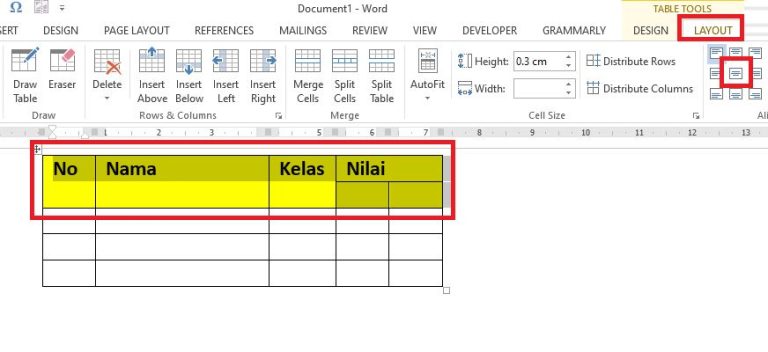 Cara Membuat Tulisan di Tengah Tabel Word - NeicyTekno