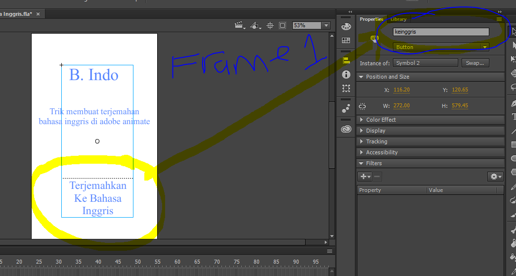 Membuat Terjemahan Bahasa Inggris di Adobe Animate - Neicy Techno