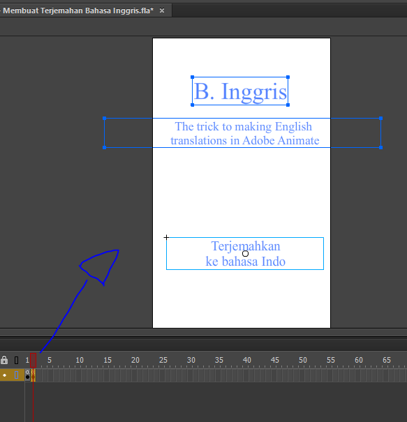 Membuat Terjemahan Bahasa Inggris di Adobe Animate - Neicy Techno